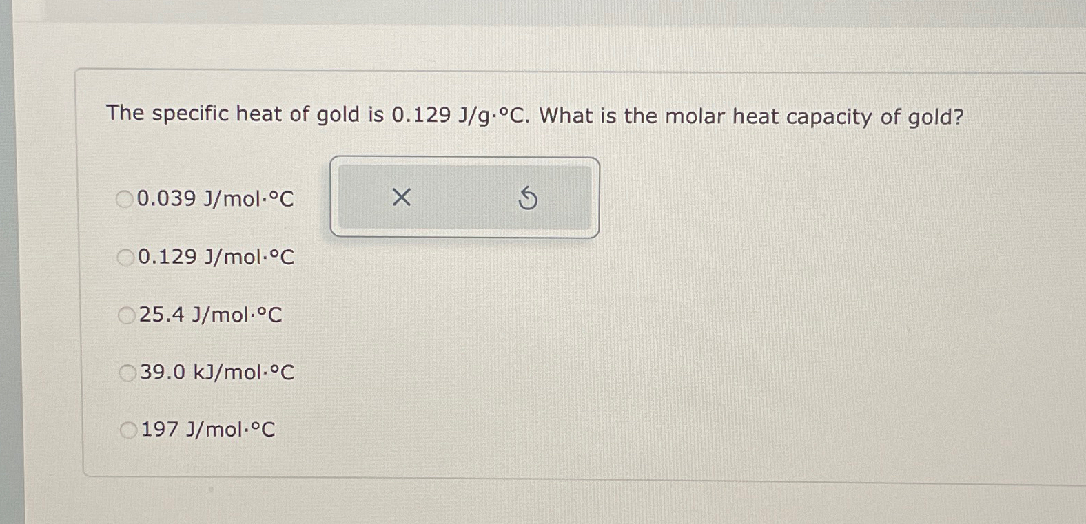 Solved The specific heat of gold is 0.129Jg*°C. ﻿What is the | Chegg.com