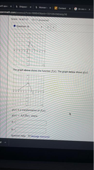 Solved The graph above shows the function f(x). The graph | Chegg.com
