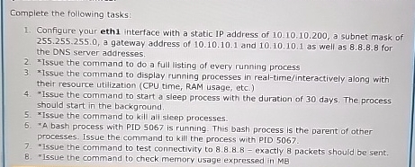Solved Complete the following tasks:Configure your eth1 | Chegg.com