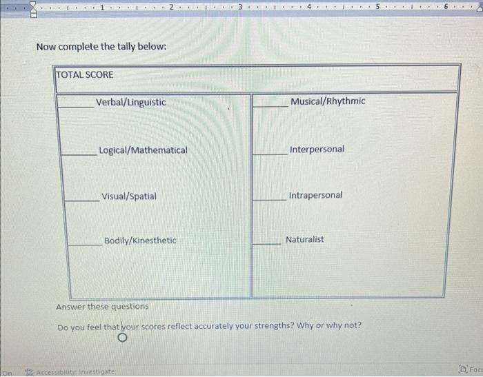 Now complete the tally below: Do you feel that your | Chegg.com