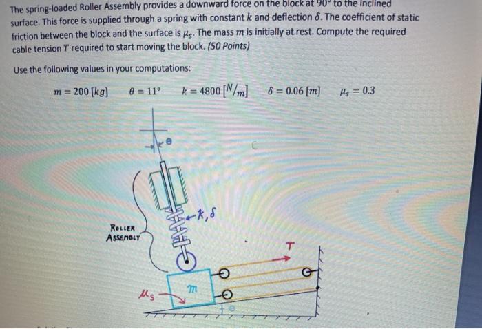 Solved The spring-loaded Roller Assembly provides a downward | Chegg.com