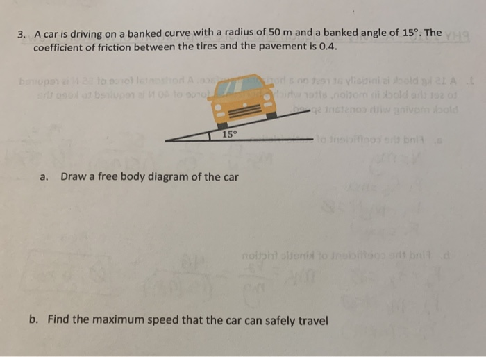 Solved 3. A car is driving on a banked curve with a radius | Chegg.com