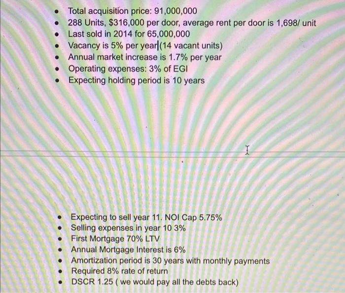 how do I make a 10 year proforma and find npv, IRR | Chegg.com