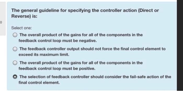Solved The general guideline for specifying the controller | Chegg.com