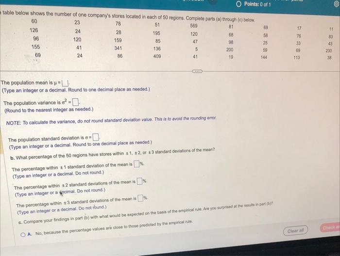 Solved The population mean is μ= (Type an integer or a | Chegg.com