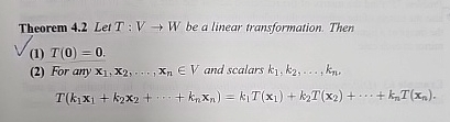 Solved Theorem 4.2 ﻿Let T:V→W ﻿be a linear transformation. | Chegg.com