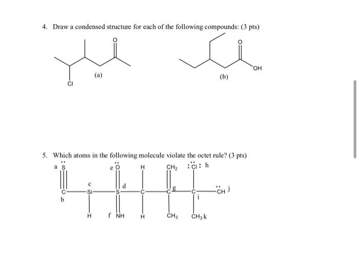 Solved 4. Draw a condensed structure for each of the | Chegg.com