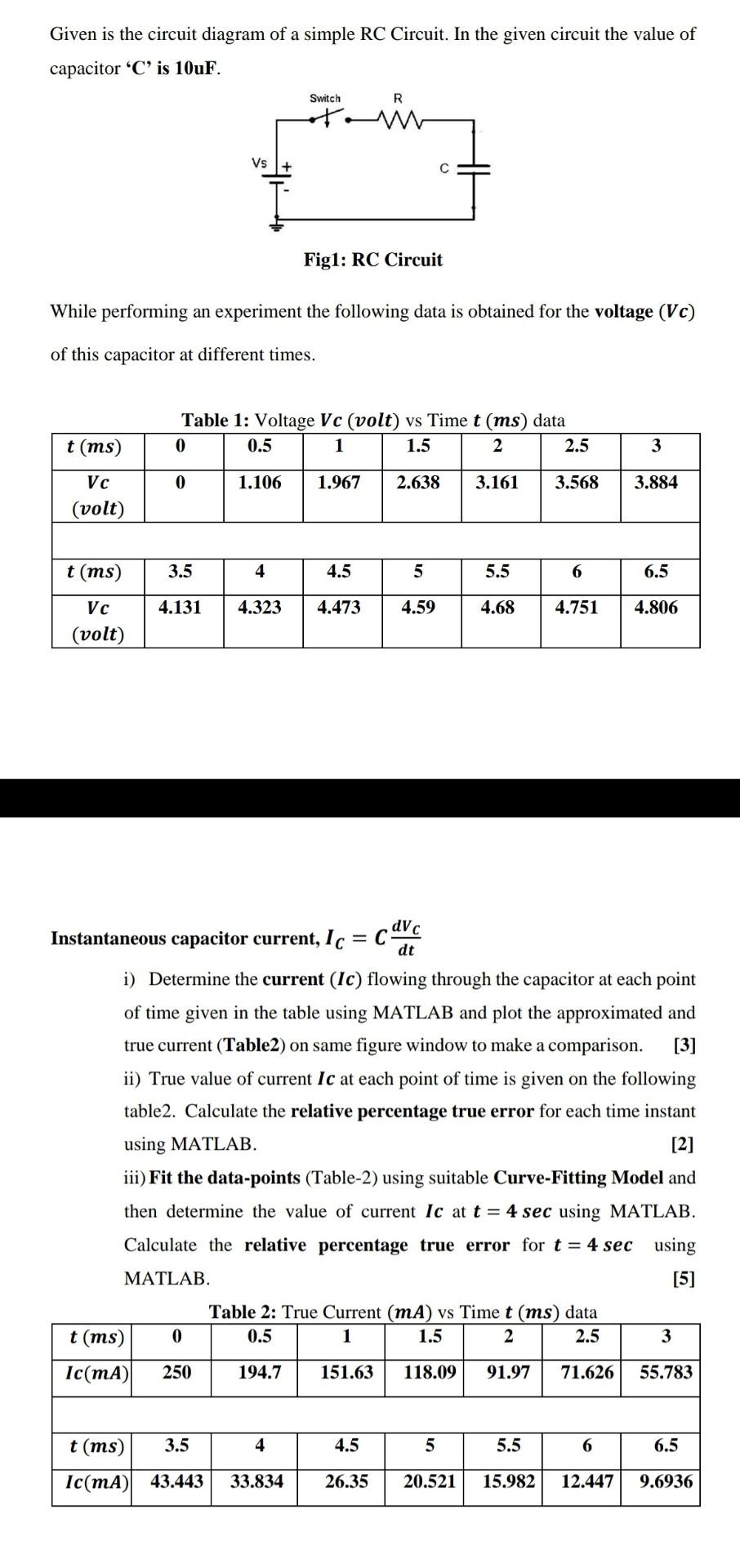Solved Given is the circuit diagram of a simple RC Circuit. | Chegg.com