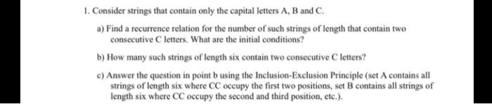 Solved 1. Consider strings that contain only the capital | Chegg.com