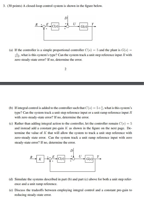 Solved 3. (30 points) A closed-loop control system is shown | Chegg.com