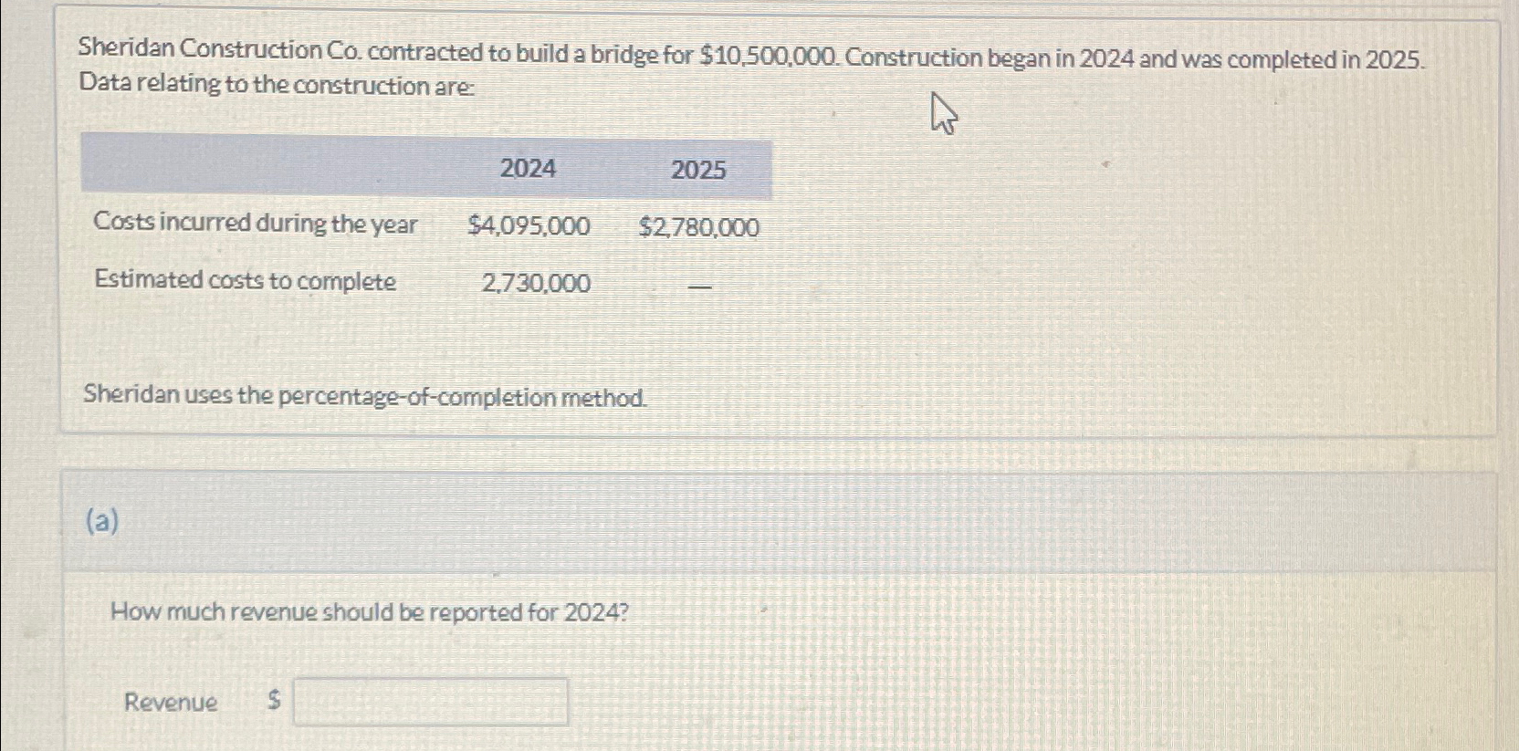 Solved Sheridan Construction Co. ﻿contracted to build a | Chegg.com