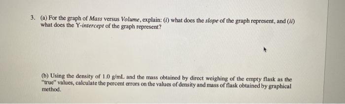 Solved 3. (a) For the graph of Mass versus Volume, explain: | Chegg.com