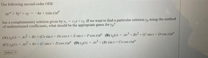 Solved The following second-order ODE | Chegg.com