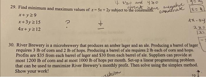 Solved 29. Find minimum and maximum values of z=5x+2y | Chegg.com