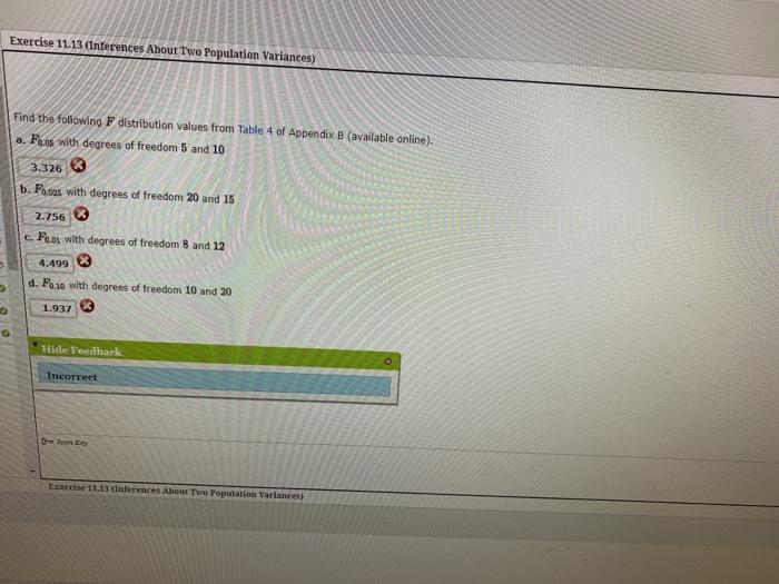 Solved Exercise 11.13 (Inferences About Two Population | Chegg.com