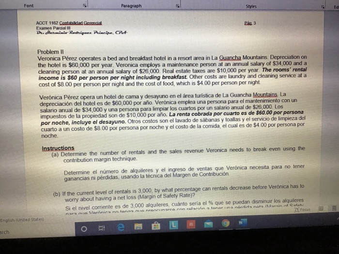 Solved Font Paragraph Styles Ed Pag 3 ACCT 1162 | Chegg.com