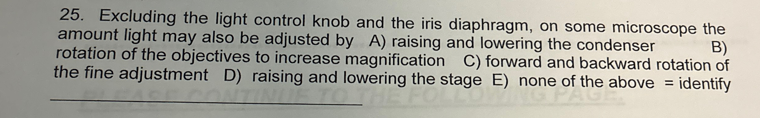Solved Excluding the light control knob and the iris | Chegg.com