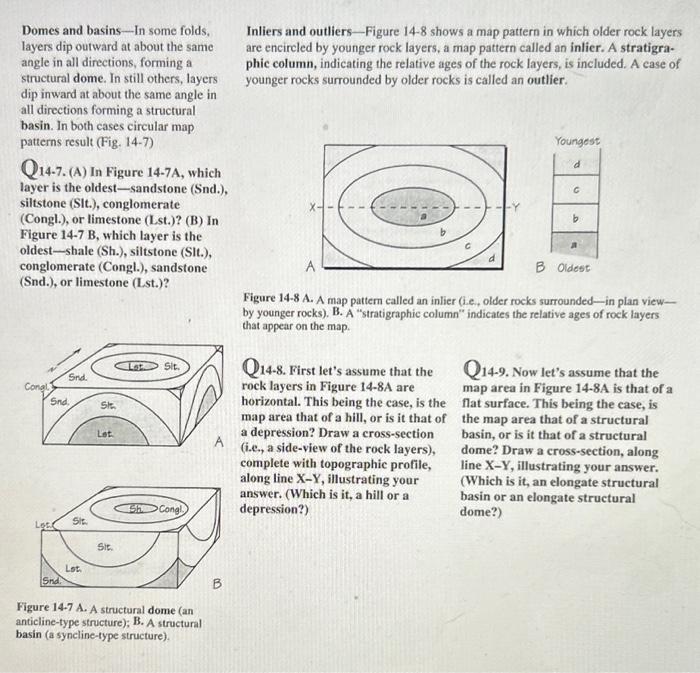 Solved Domes and basins - In some folds, Inliers and | Chegg.com