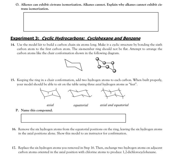 Solved 1. Obtain a molecular modeling kit from the chemical | Chegg.com