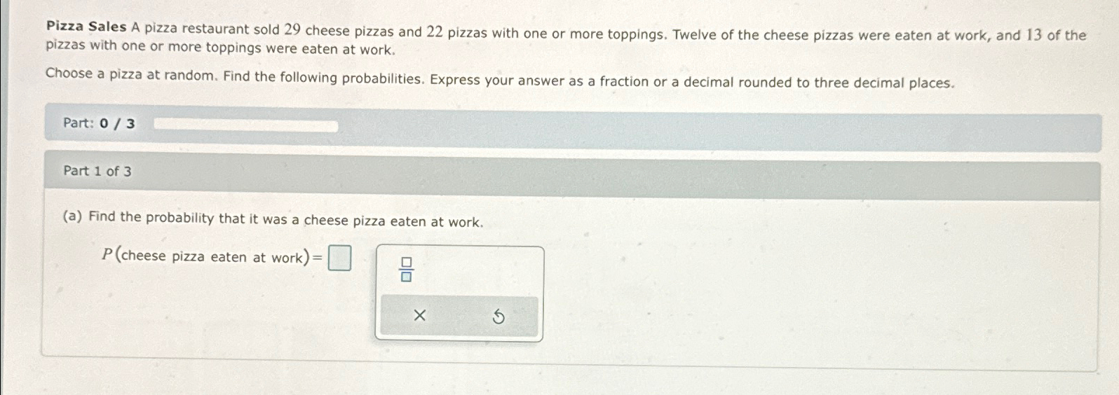 Solved Pizza Sales A pizza restaurant sold 29 ﻿cheese pizzas | Chegg.com