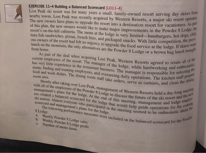 Solved EXERCISE 11-4 Building a Balanced Scorecard [L011-4] | Chegg.com