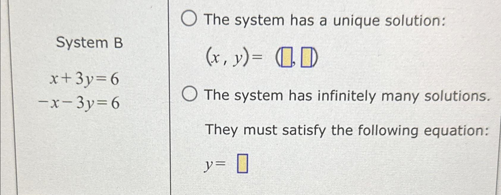 Solved The system has a unique solution:System | Chegg.com