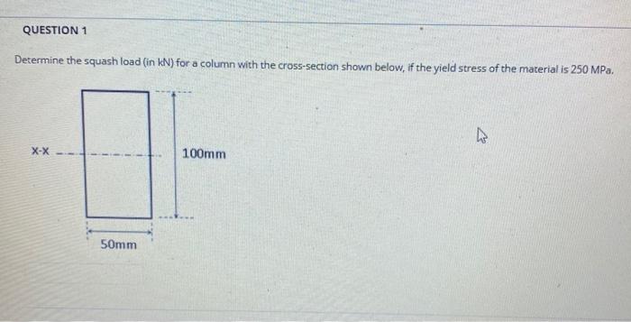 Solved QUESTION 1 Determine the squash load (in kN) for a | Chegg.com