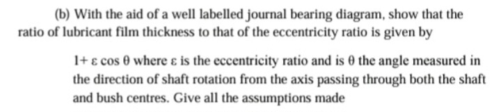 Solved (b) ﻿With the aid of a well labelled journal bearing | Chegg.com