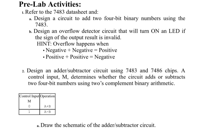 Solved Pre-Lab Activities: 1. Refer to the 7483 datasheet | Chegg.com