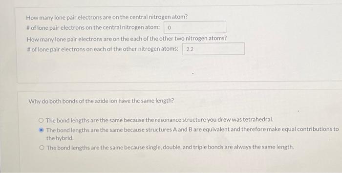 Solved Determine the resonance structures for the azide ion, | Chegg.com