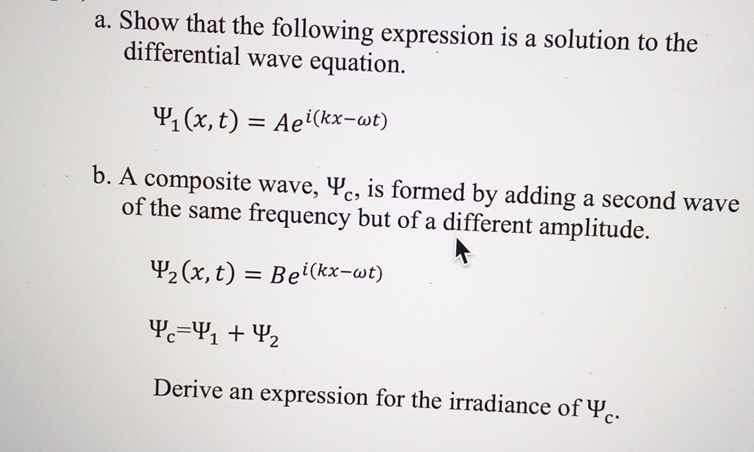 Solved a. ﻿Show that the following expression is a solution | Chegg.com