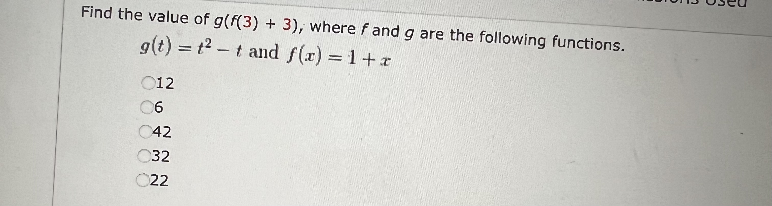 Solved Find the value of g(f(3)+3), ﻿where f ﻿and g ﻿are the | Chegg.com