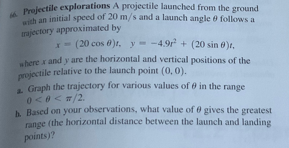 Solved Projectile explorations A projectile launched from | Chegg.com