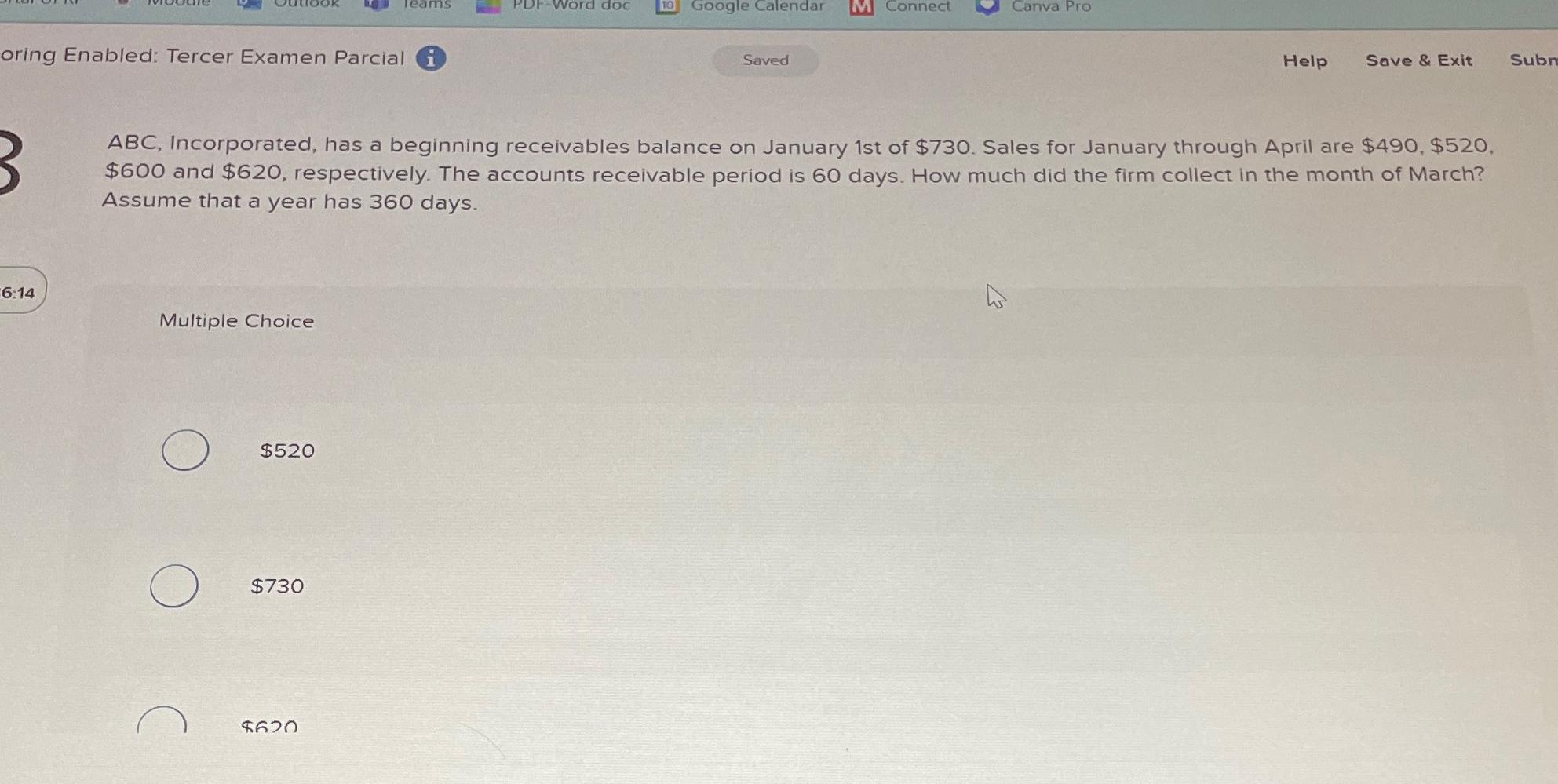 Solved ABC, Incorporated, has a beginning receivables | Chegg.com