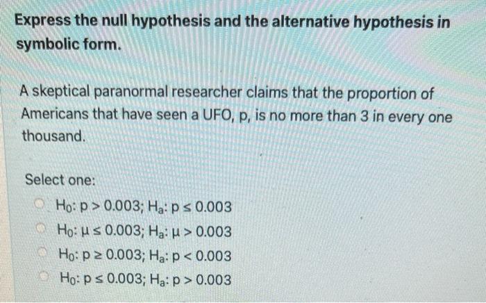 Solved Express the null hypothesis and the alternative | Chegg.com