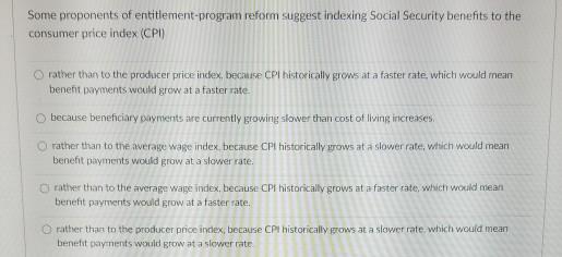 Solved Some proponents of entitlement program reform suggest | Chegg.com