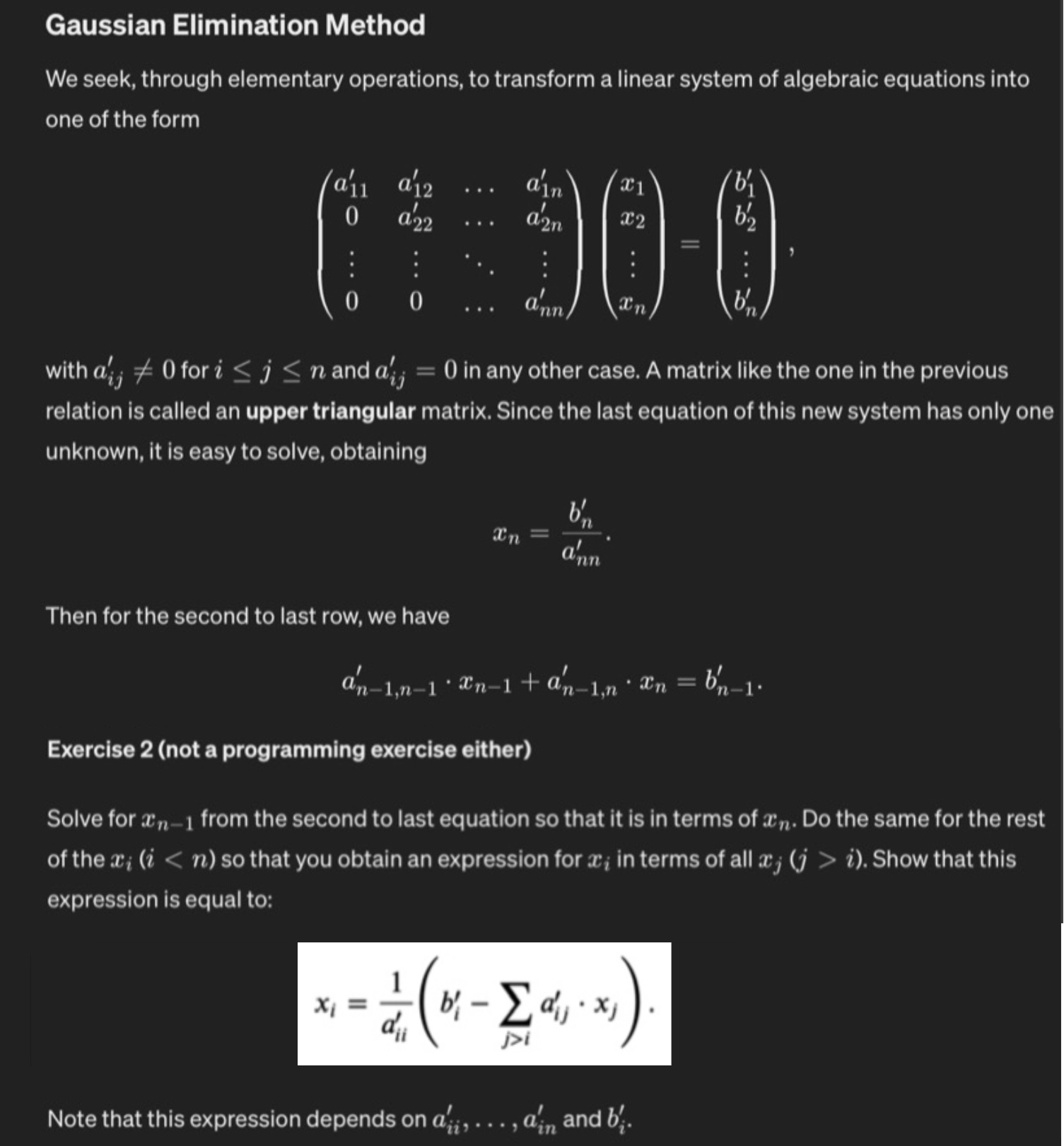 Solved Gaussian Elimination MethodWe seek, through | Chegg.com