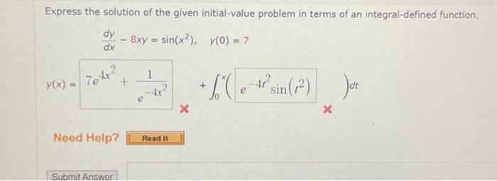 Solved Express the solution of the given initial-value | Chegg.com