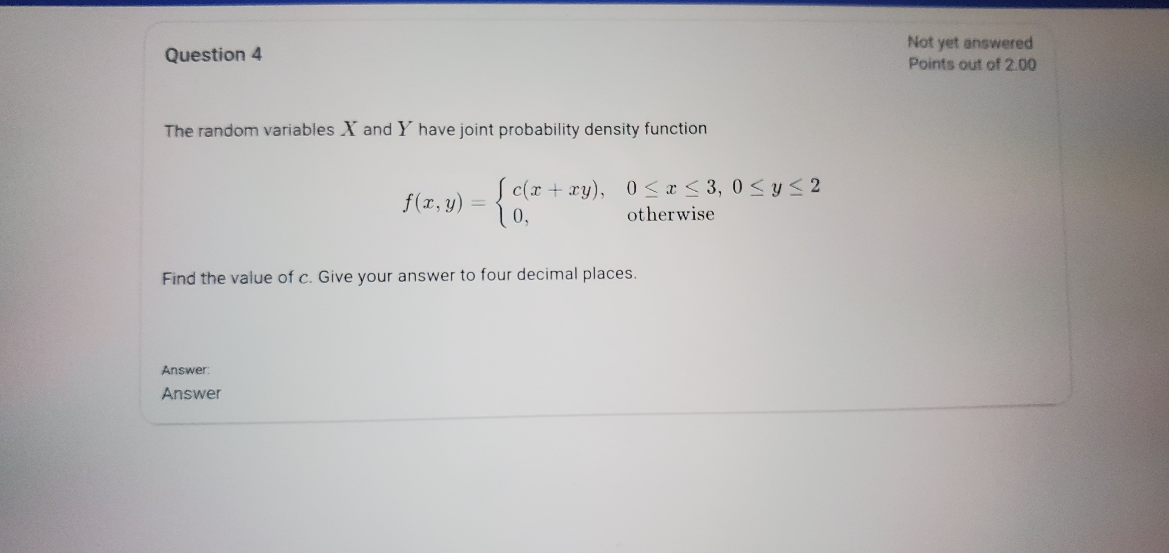 Solved Question 4The random variables x ﻿and Y ﻿have joint | Chegg.com