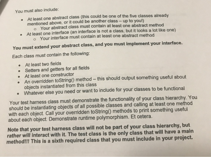 Solved Part 1 (70%) on and build your own class hierarchy! | Chegg.com