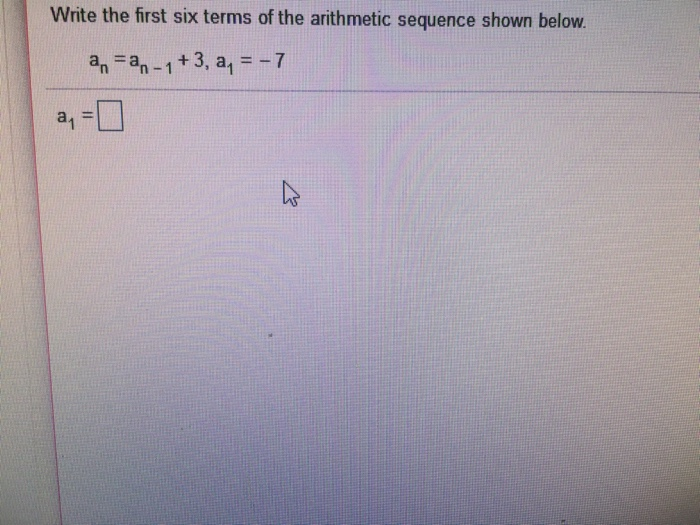 Solved Write the first six terms of the arithmetic sequence | Chegg.com