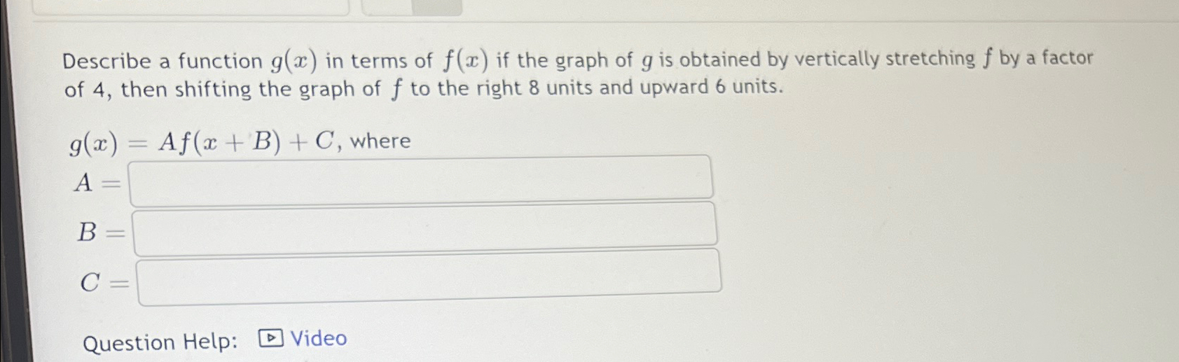 Solved Describe a function g(x) ﻿in terms of f(x) ﻿if the | Chegg.com