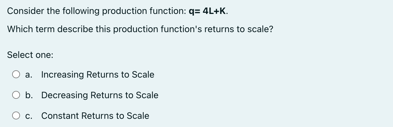 Solved Consider the following production function: | Chegg.com