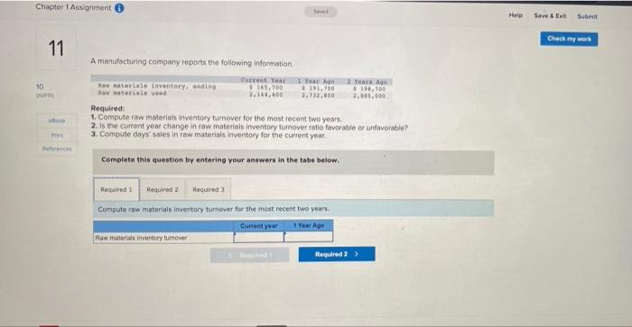 Chapter 1 Assignment Save Help Seved Submit Check my | Chegg.com