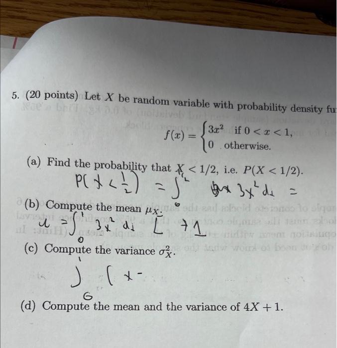 Solved 5. (20 points) Let X be random variable with | Chegg.com