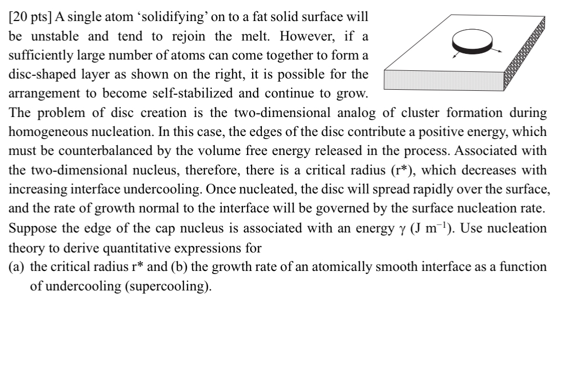 Solved A single atom 'solidifying' on to a fat solid surface | Chegg.com