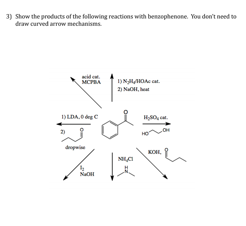 Solved 3) Show the products of the following reactions with | Chegg.com