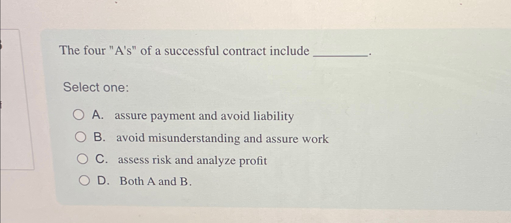 Solved The four "A's" ﻿of a successful contract | Chegg.com