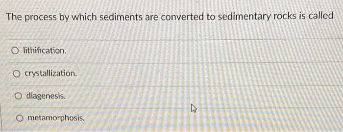 Solved The process by which sediments are converted to | Chegg.com