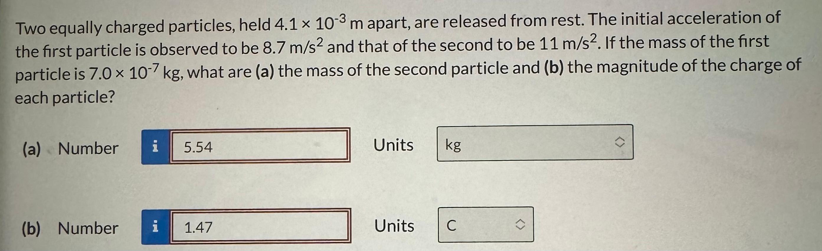 Solved Two equally charged particles, held 4.1×10-3m ﻿apart, | Chegg.com